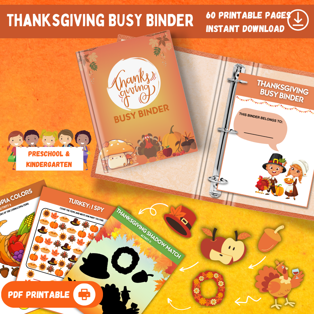 Thanksgiving Busy Binder (60 Pages Total) – 24hourprintables.com