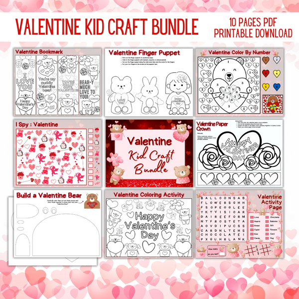 Valentine's Day Kids Crafts and Printables Bundle (Total 31 Pages ...