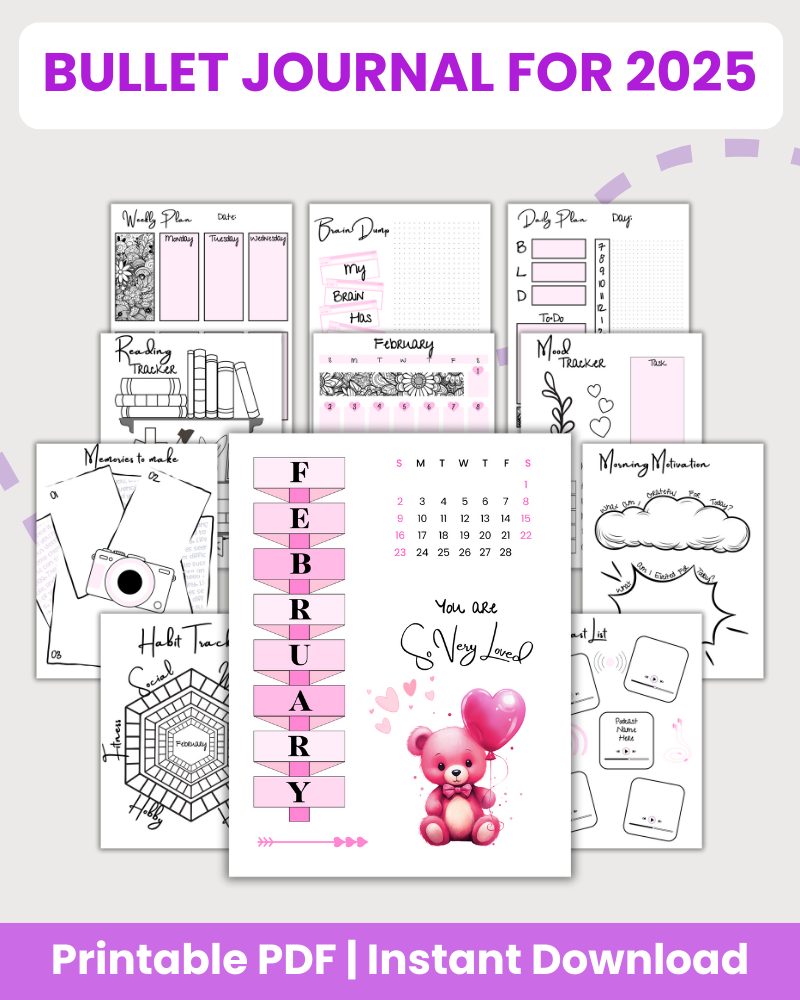 Printable Bullet Journal for 2025 – 24hourprintables.com