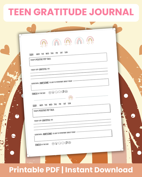 Teen Gratitude Journal (30+ Pages) – 24hourprintables.com