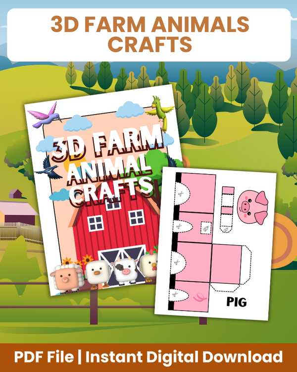 3D Farm Animals Crafts Printable – 24hourprintables.com