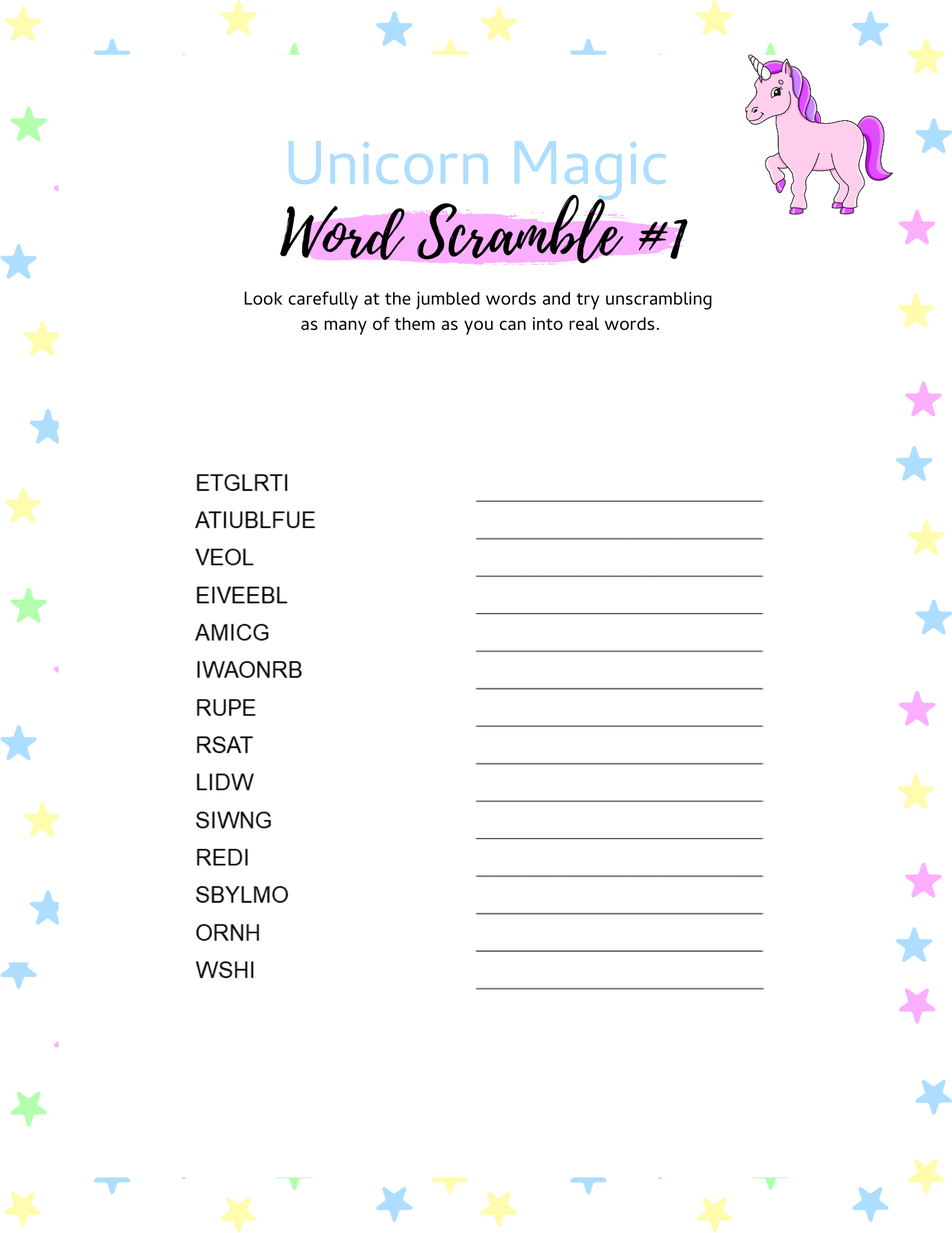 Unicorn Games and Coloring Pages with Solutions (92 Pages Total ...