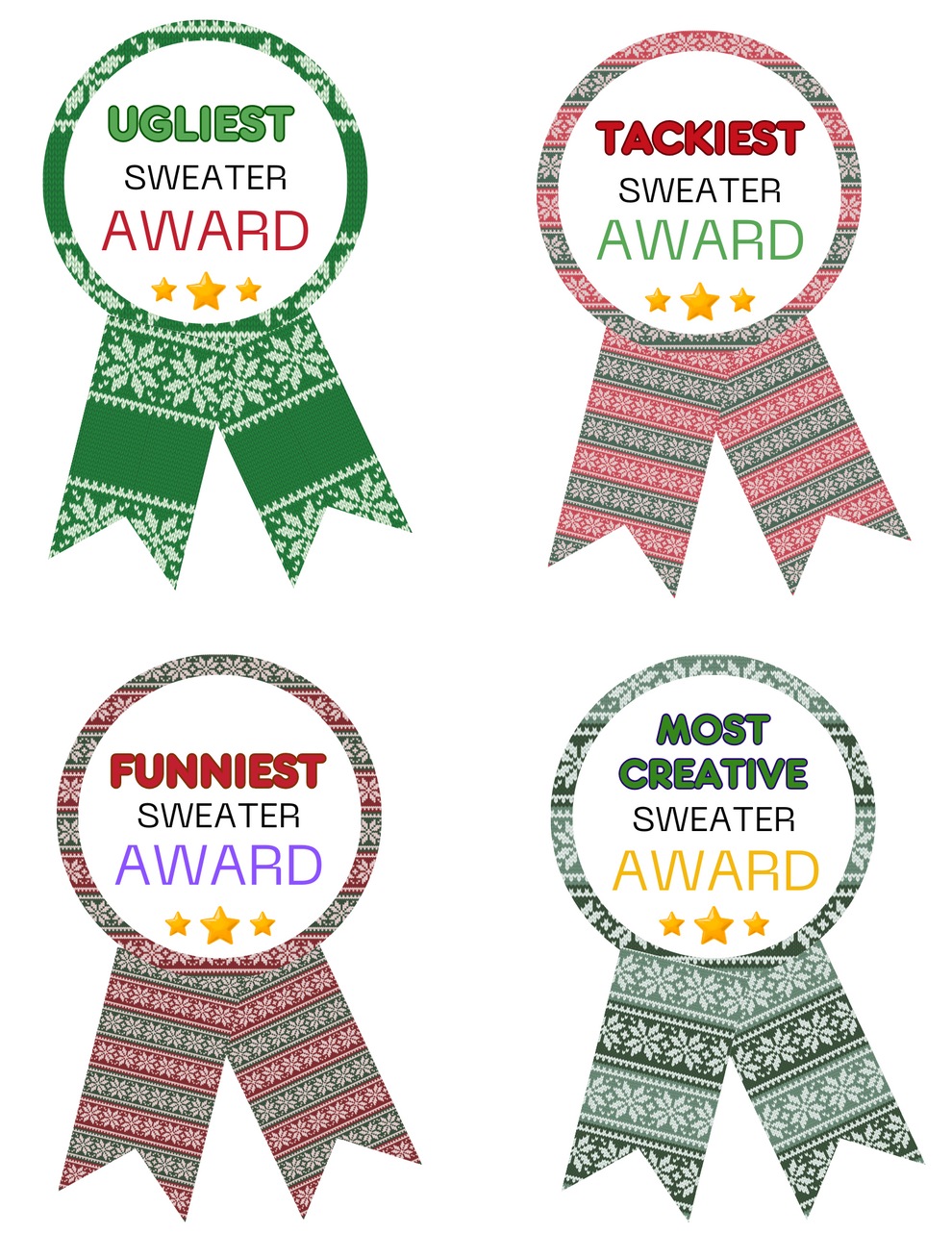 Ugly Sweater Christmas Party Printables (24 Pages Total ...