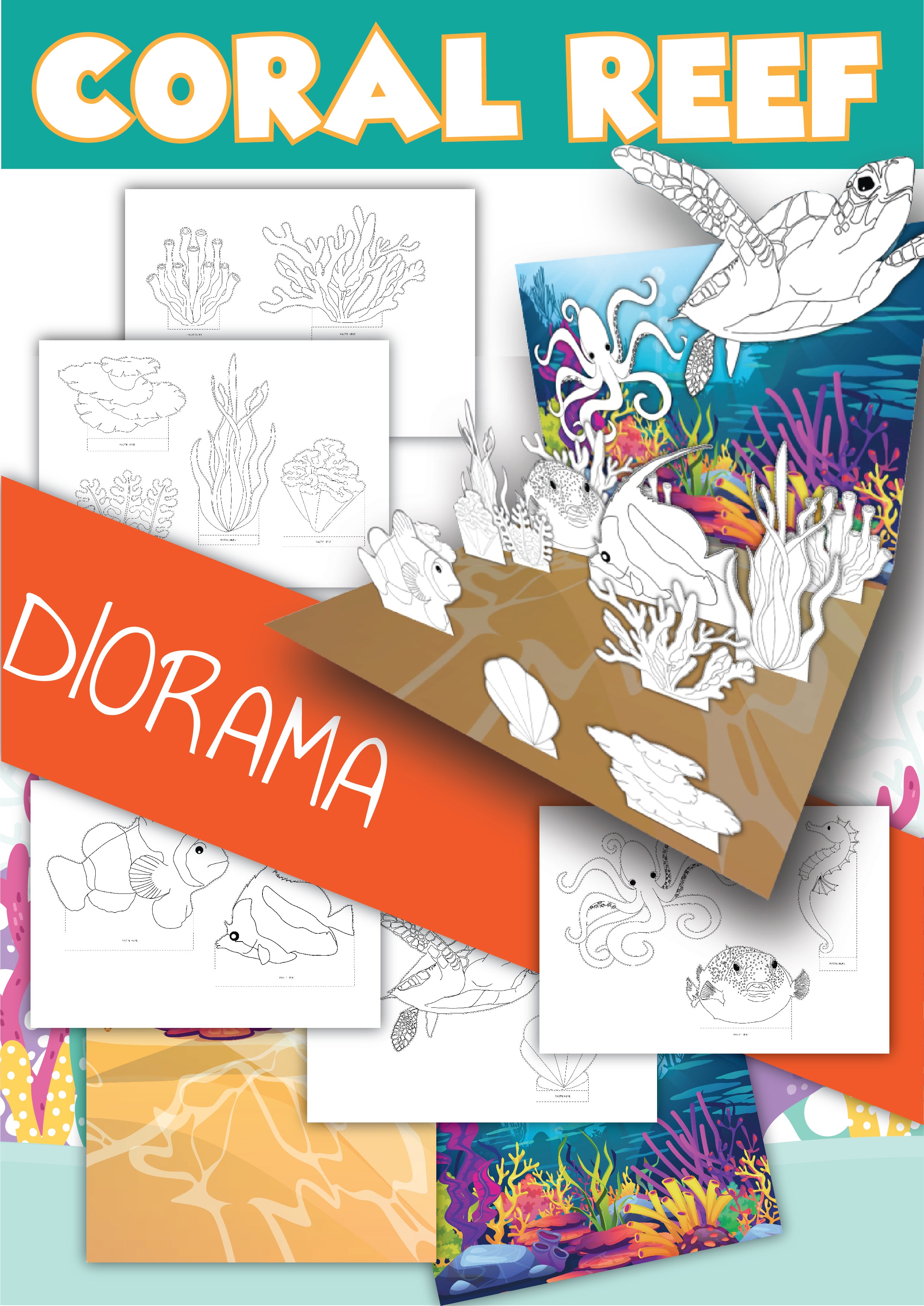 Printable Coral Reef Diorama (7 Pages) – 24hourprintables.com