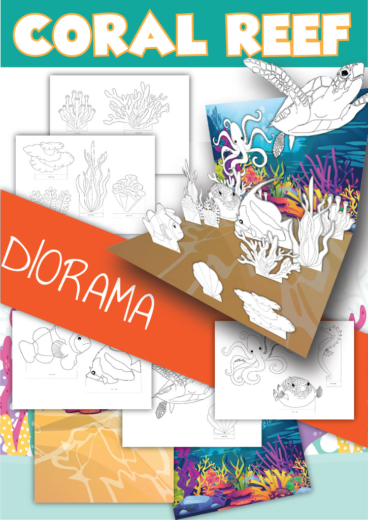 Printable Coral Reef Diorama (7 Pages) – 24hourprintables.com