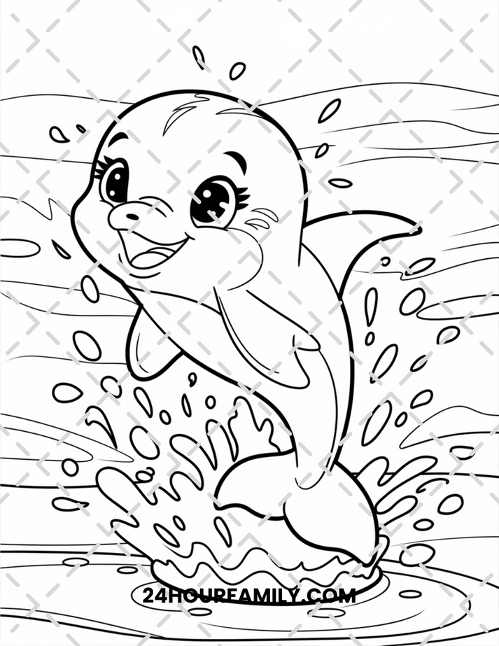Baby Dolphins Coloring Pages (30 Pages) – 24hourprintables.com