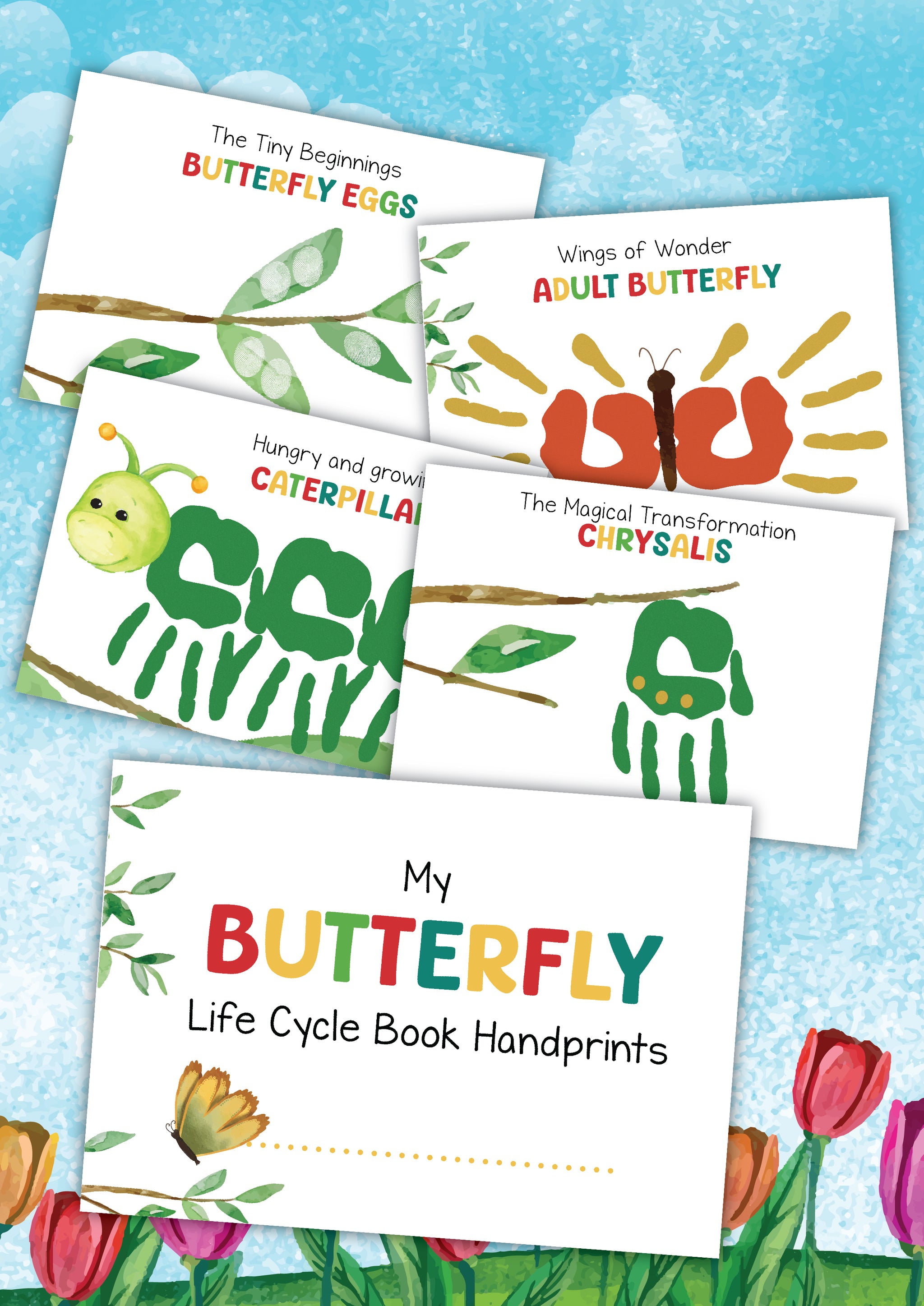 Butterfly Life Cycle Handprint and Fingerprint Art – 24hourprintables.com