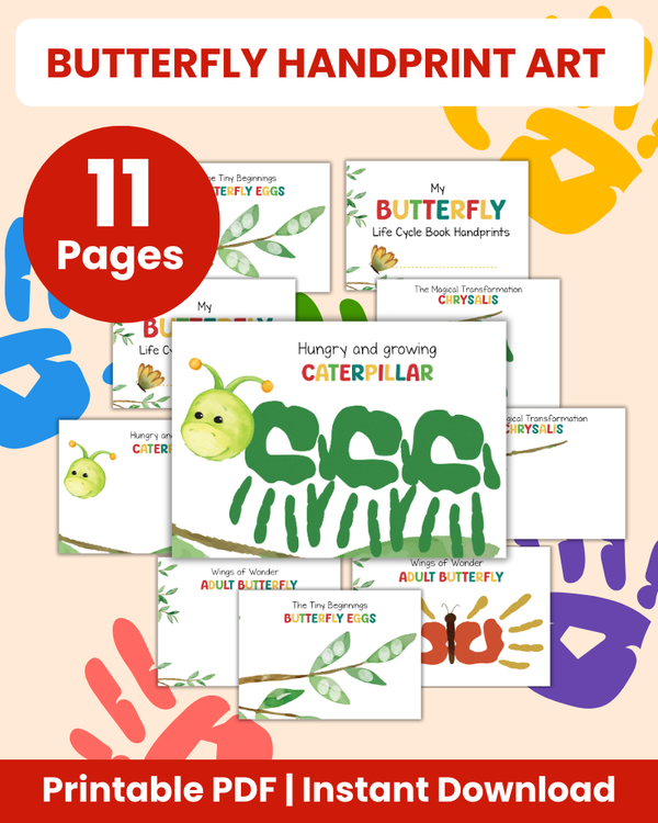 Butterfly Life Cycle Handprint and Fingerprint Art – 24hourprintables.com