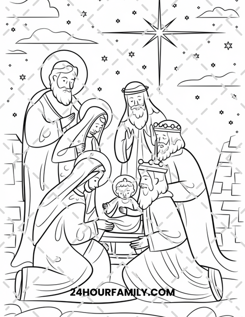 Religious Christmas Coloring Pages - 20 Pages – 24hourprintables.com