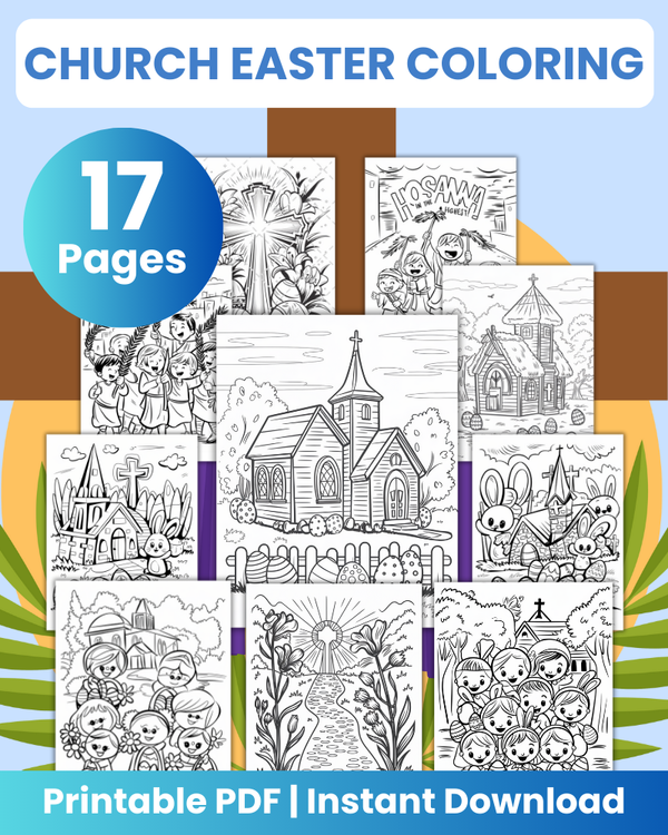 Church Easter Coloring Pages - 17 Pages – 24hourprintables.com
