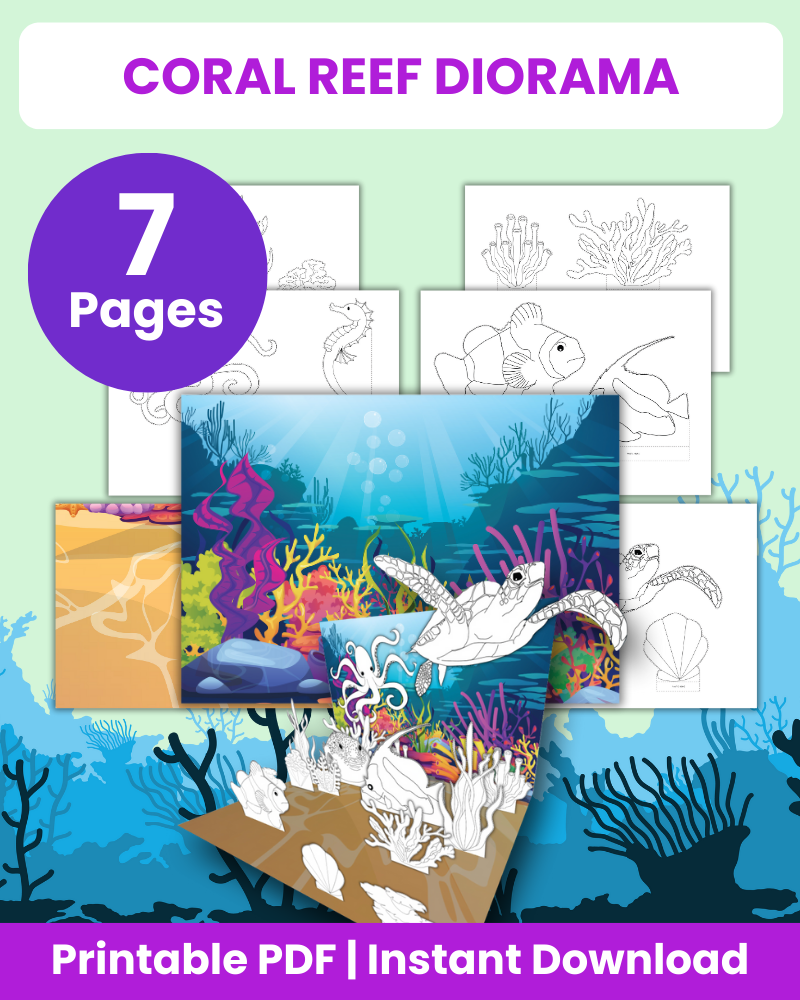 Printable Coral Reef Diorama (7 Pages) – 24hourprintables.com