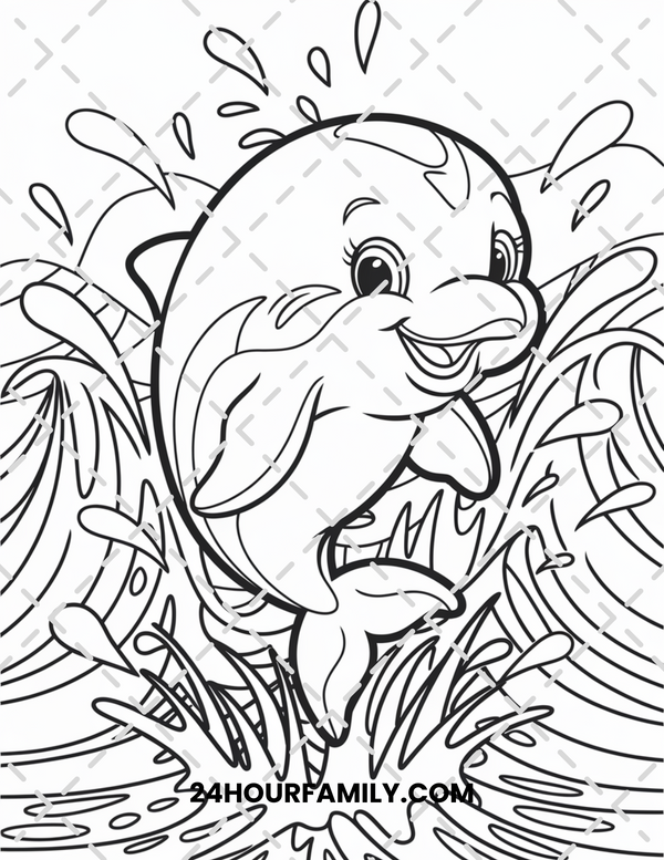 Baby Dolphins Coloring Pages (30 Pages) – 24hourprintables.com