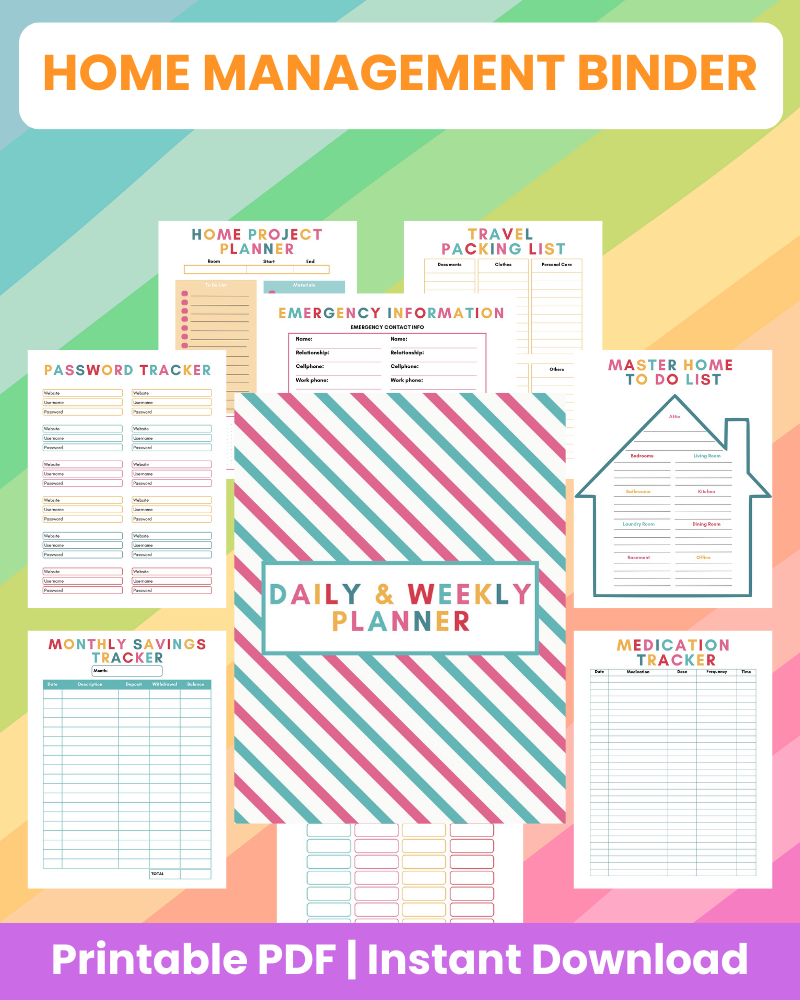 Home Management Binder - 124 Pages – 24hourprintables.com