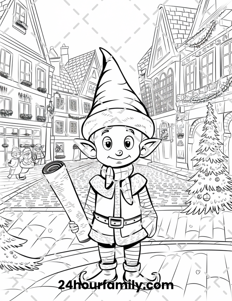 Festive Elf Yuletide Coloring Pages with 20 Pages – 24hourprintables.com