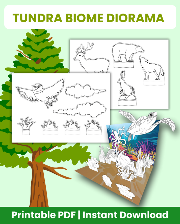 Tundra Biome Printable Diorama (7 Pages) – 24hourprintables.com