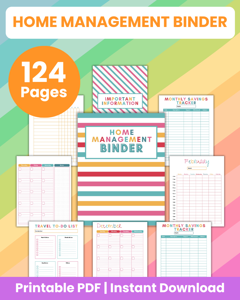 Home Management Binder - 124 Pages – 24hourprintables.com