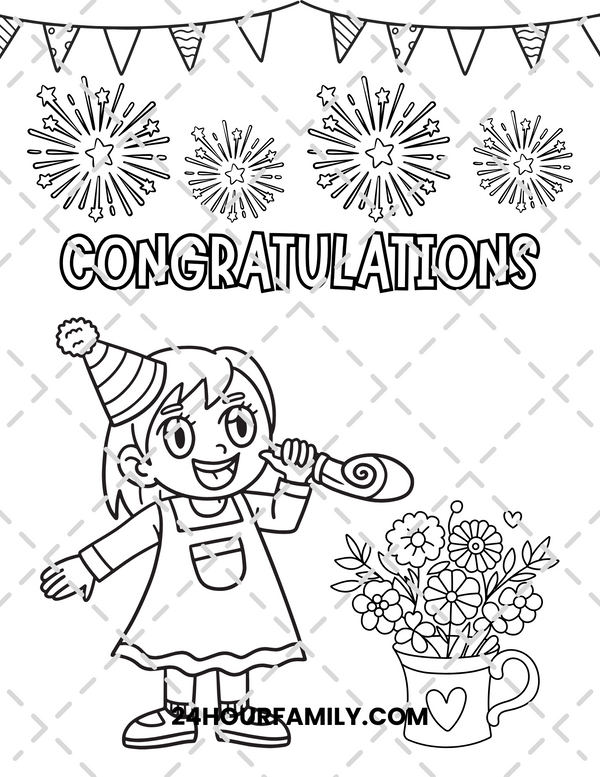 Congratulations Coloring Pages (14 Pages) – 24hourprintables.com