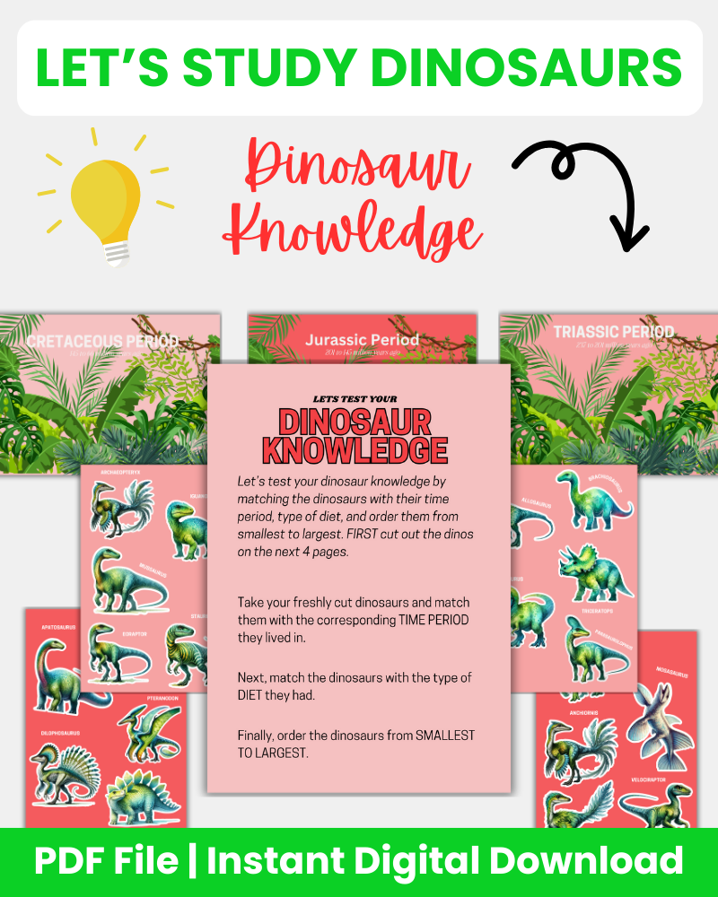 Let’s Study Dinosaurs Printable - 84 Pages – 24hourprintables.com
