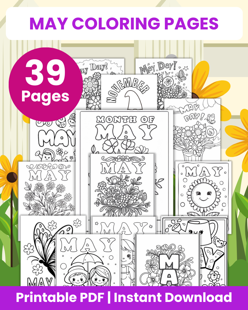May Coloring Pages - 39 Pages – 24hourprintables.com