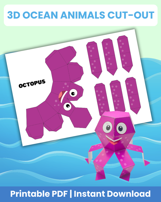 3-D Ocean Animals Cut-outs Printable – 24hourprintables.com