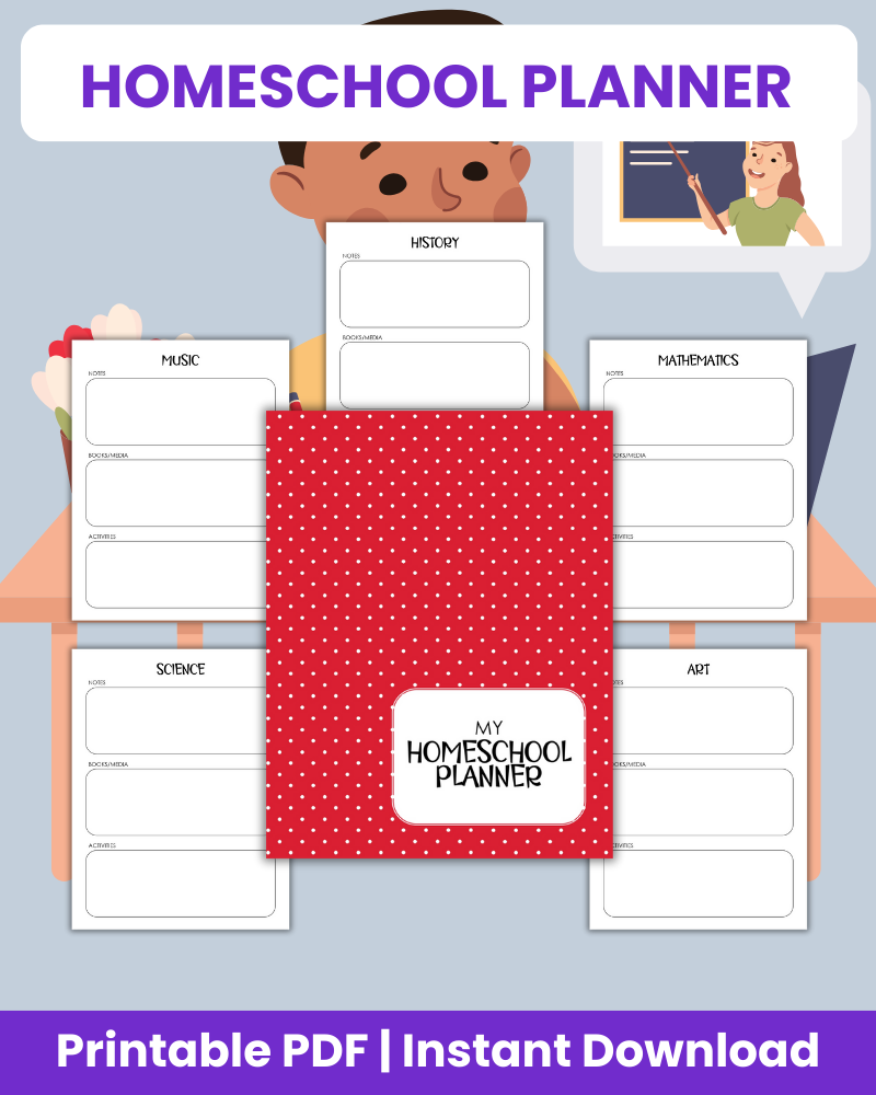 Homeschool Planner (58 Pages) – 24hourprintables.com