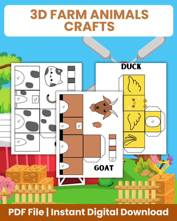 3D Farm Animals Crafts Printable – 24hourprintables.com