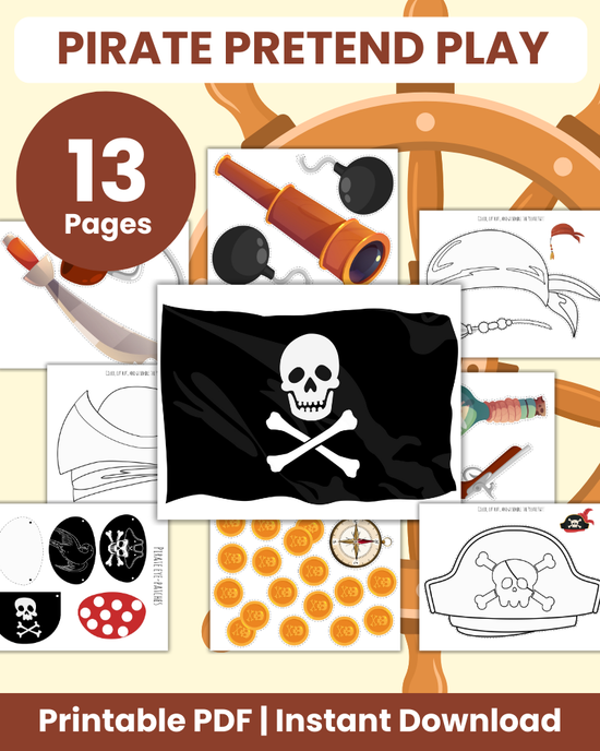 Pirate Pretend Play Printable Pack (13 Pages) – 24hourprintables.com