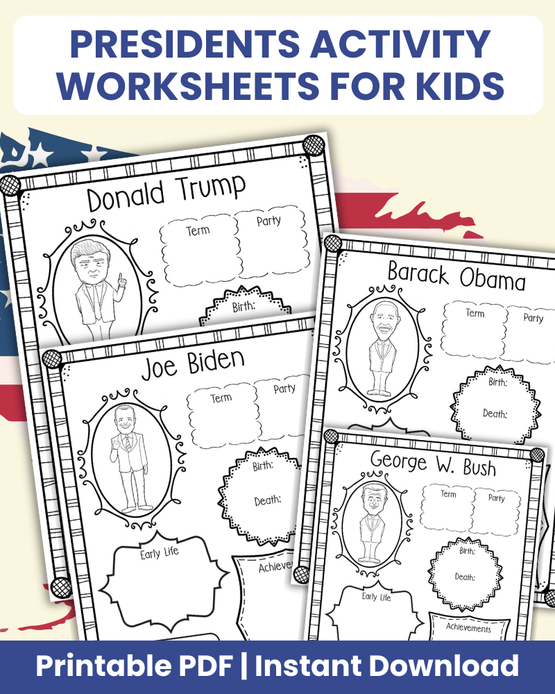 Presidents Activity Worksheets for Kids – 24hourprintables.com