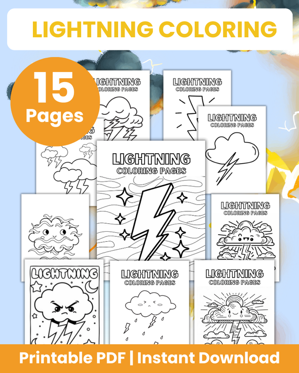 Lightning Coloring Pages with 15 Pages – 24hourprintables.com
