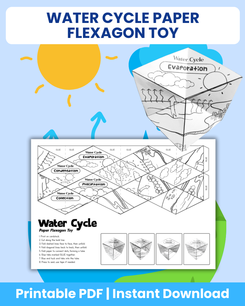 Printable Water Cycle Paper Flexagon Toy – 24hourprintables.com