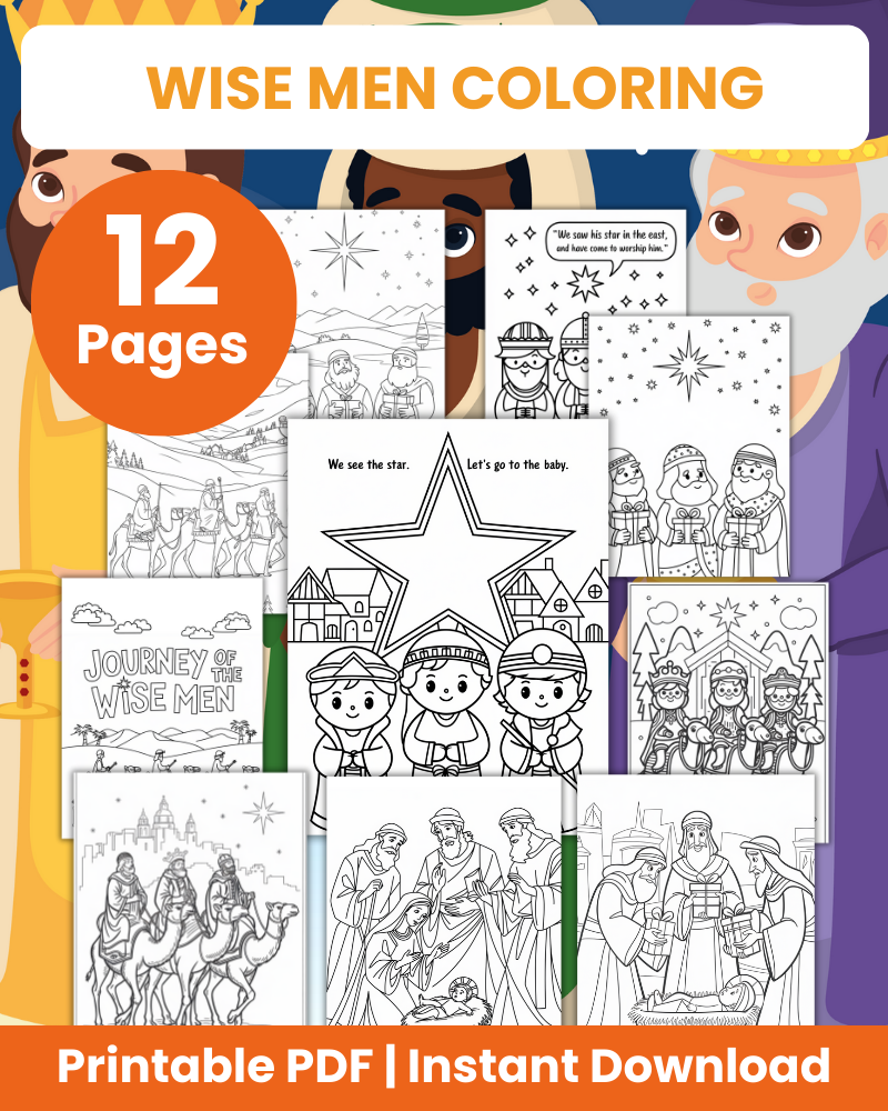 Wise Men Coloring Pages with 12 Pages – 24hourprintables.com