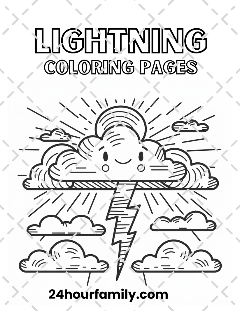 Lightning Coloring Pages with 15 Pages – 24hourprintables.com