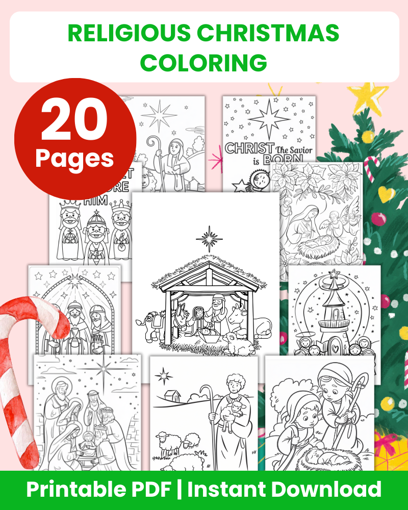 Religious Christmas Coloring Pages - 20 Pages – 24hourprintables.com