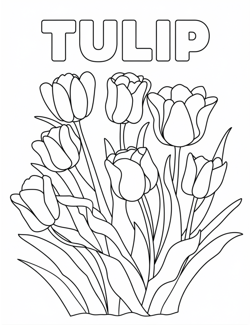 Tulips Coloring Pages - 26 Pages – 24hourprintables.com