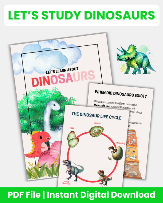 Let’s Study Dinosaurs Printable - 84 Pages – 24hourprintables.com
