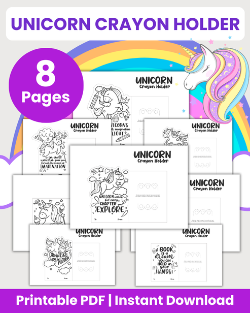 Unicorn-Themed Valentine's Day Crayon Holders Cards – 24hourprintables.com