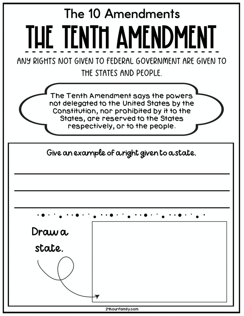 First 10 Amendments Study Guide for Kids (10 Pages) – 24hourprintables.com