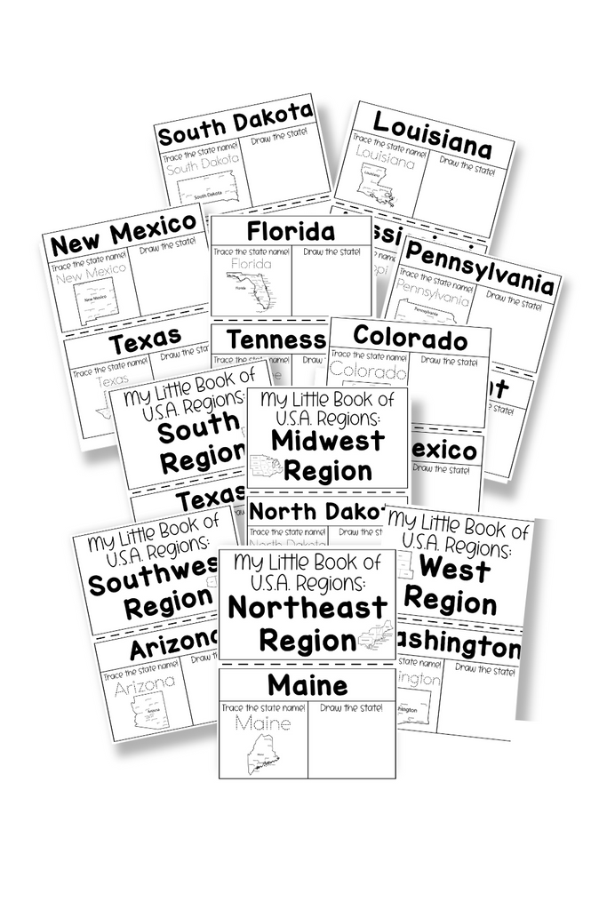 U.S.A. Regions Mini Workbook Bundle (29 Pages) – 24hourprintables.com