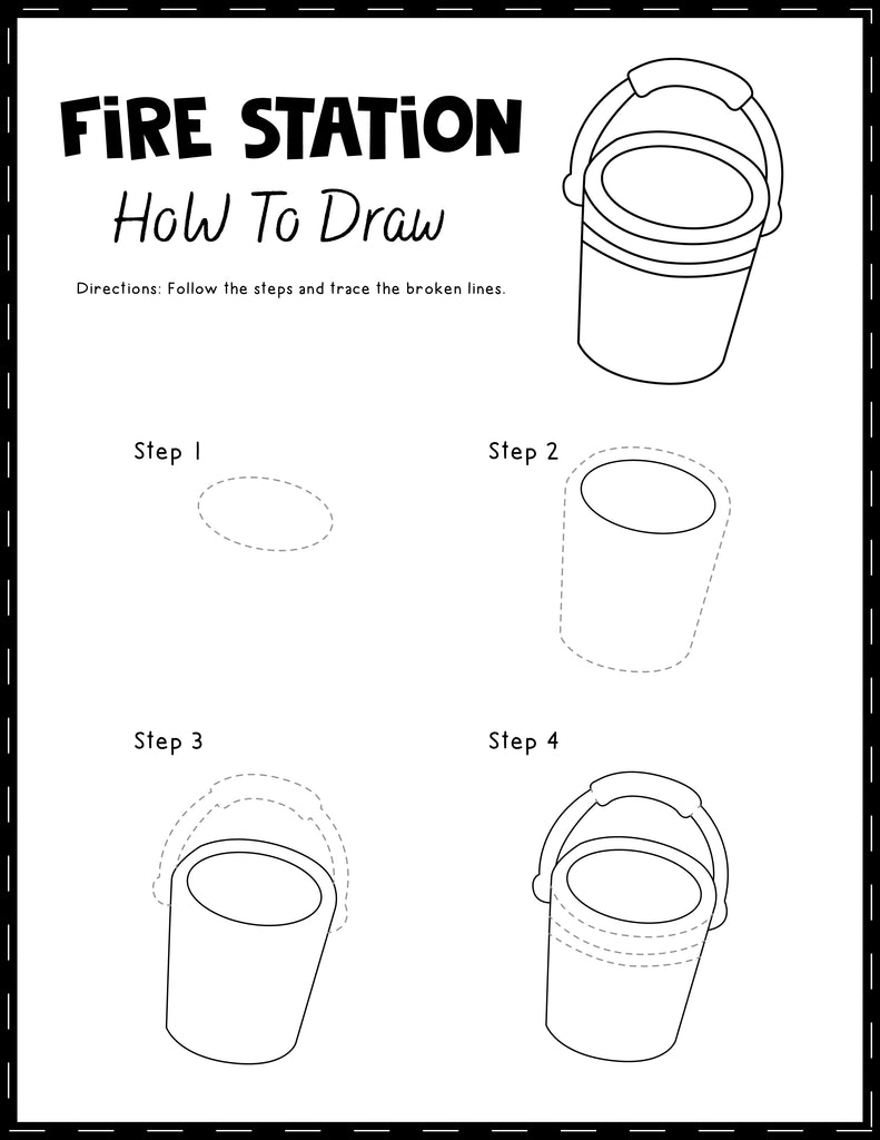 How to Draw a Fire Station and Fireman Printable (10 Pages ...