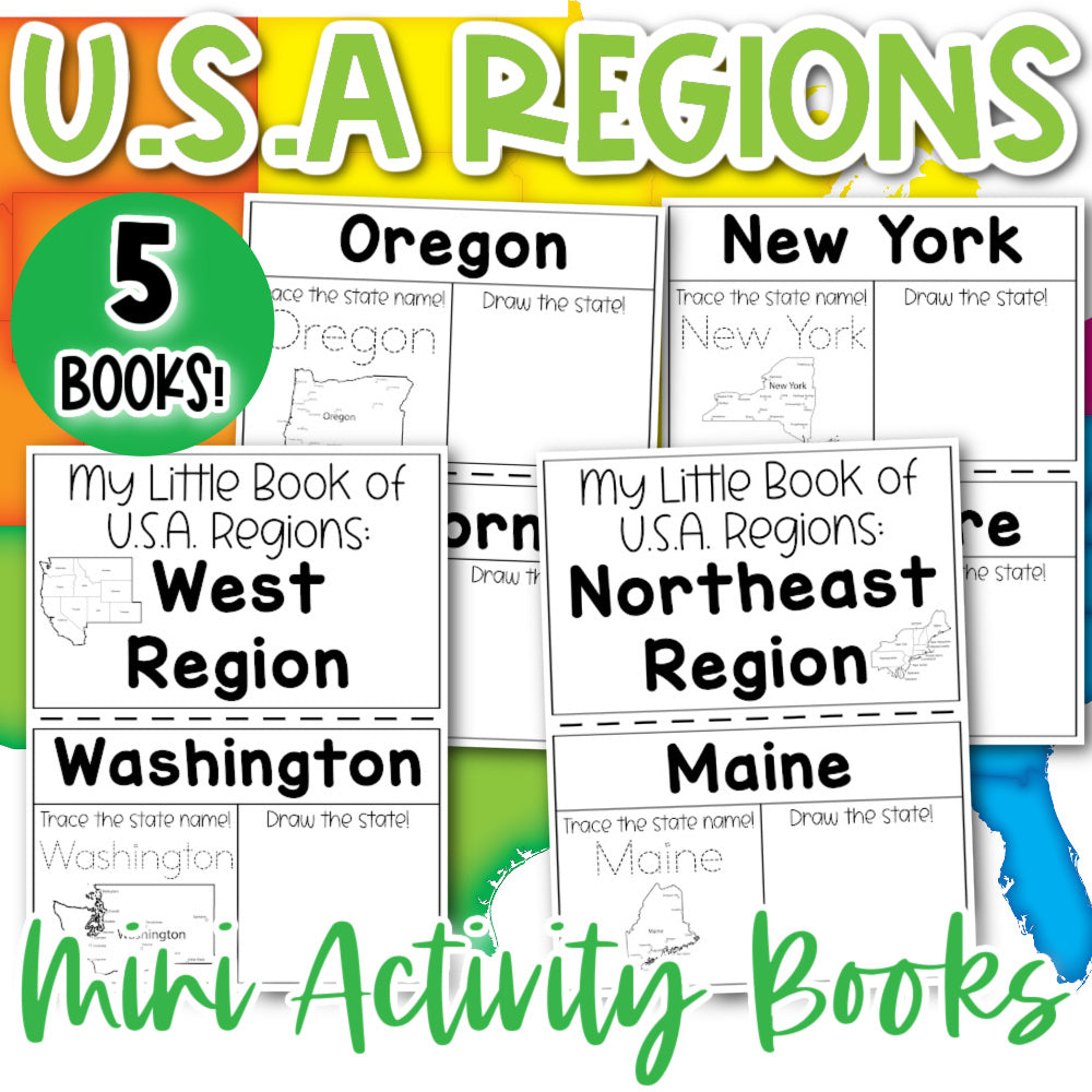 U.S.A. Regions Mini Workbook Bundle (29 Pages) – 24hourprintables.com